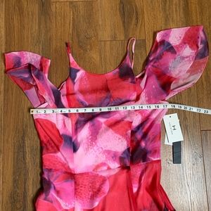 H by Halston | Dresses | New Halston Pink Floral Offshoulder Dress Sz 6 ...